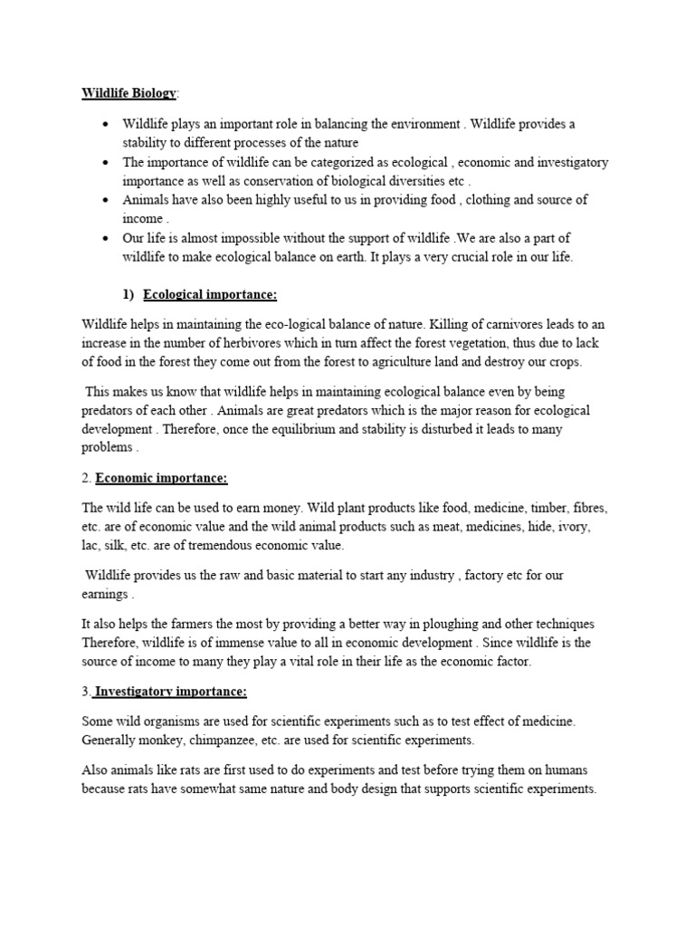 Wildlife Biology | PDF | Ecology | Biodiversity