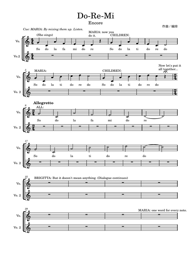 (Do-Re-Mi Encore) Vocal Score | PDF