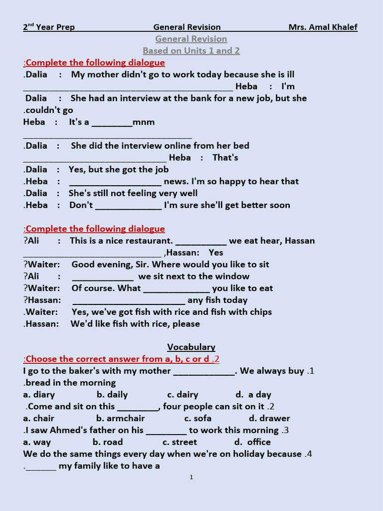 General revision units 1-2 | PDF