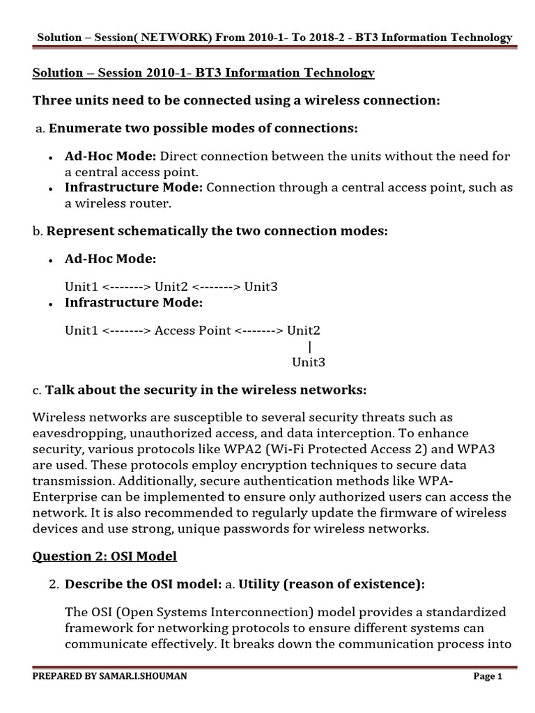 Solution - Session (NETWORK) From 2010-1-To 2018-2 - BT3 Information Technology | PDF | Computer ...