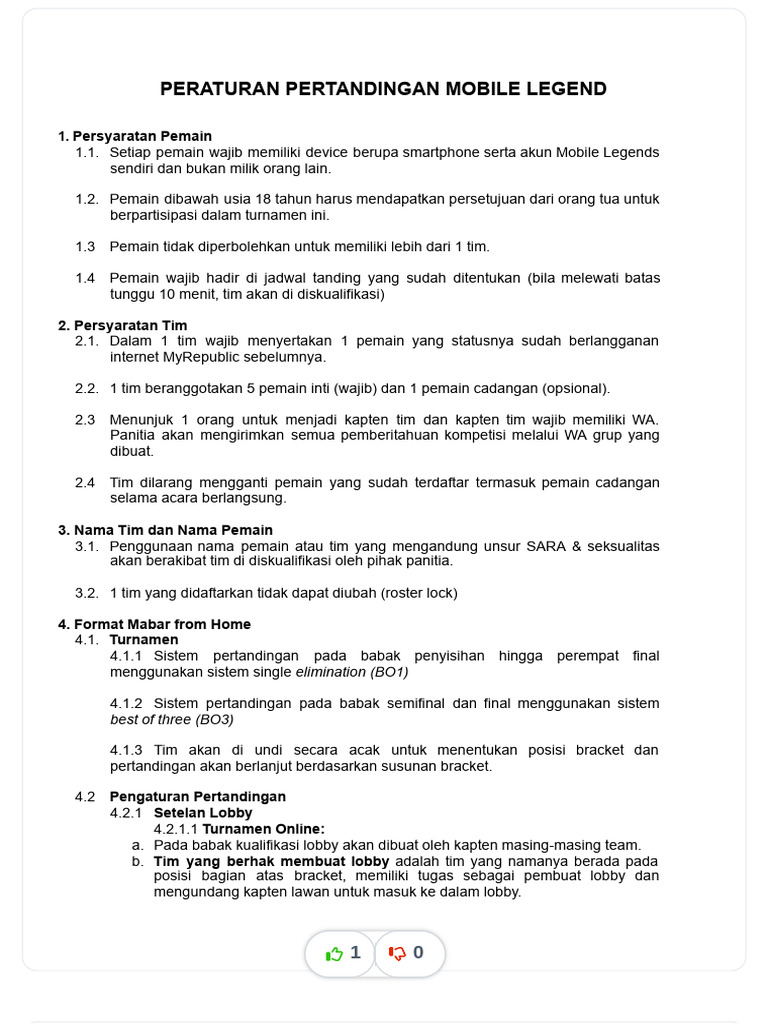 Peraturan Pertandingan Mobile Legend - Compress | PDF | Olahraga & Rekreasi