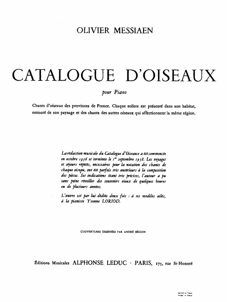 Messiaen Catalogue d39oiseaux Compress | PDF