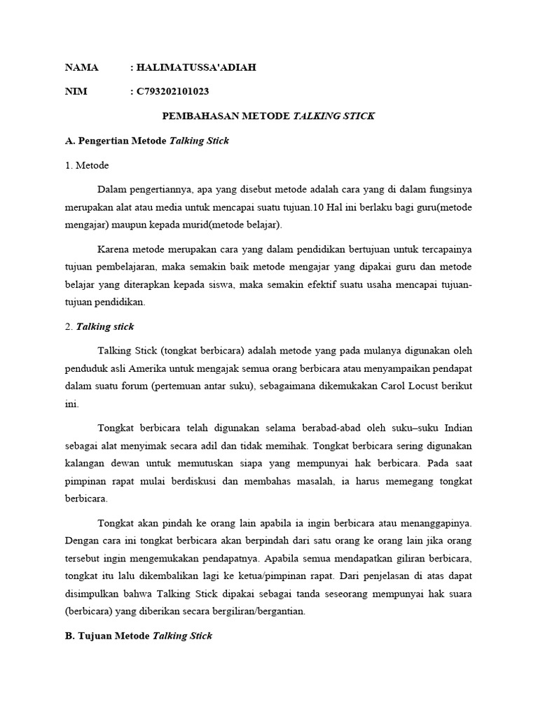 Resume Metode Talking Stick | PDF