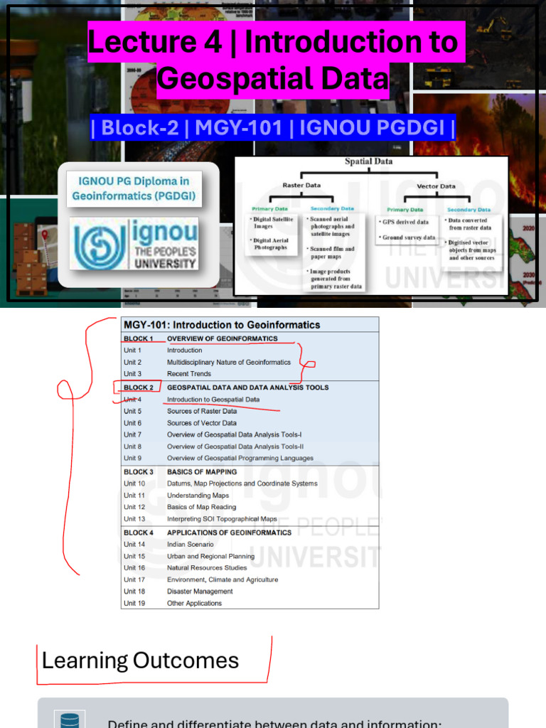 Lecture 4 - Introduction To Geospatial Data - Block-2 | PDF | Geographic Information System | Data