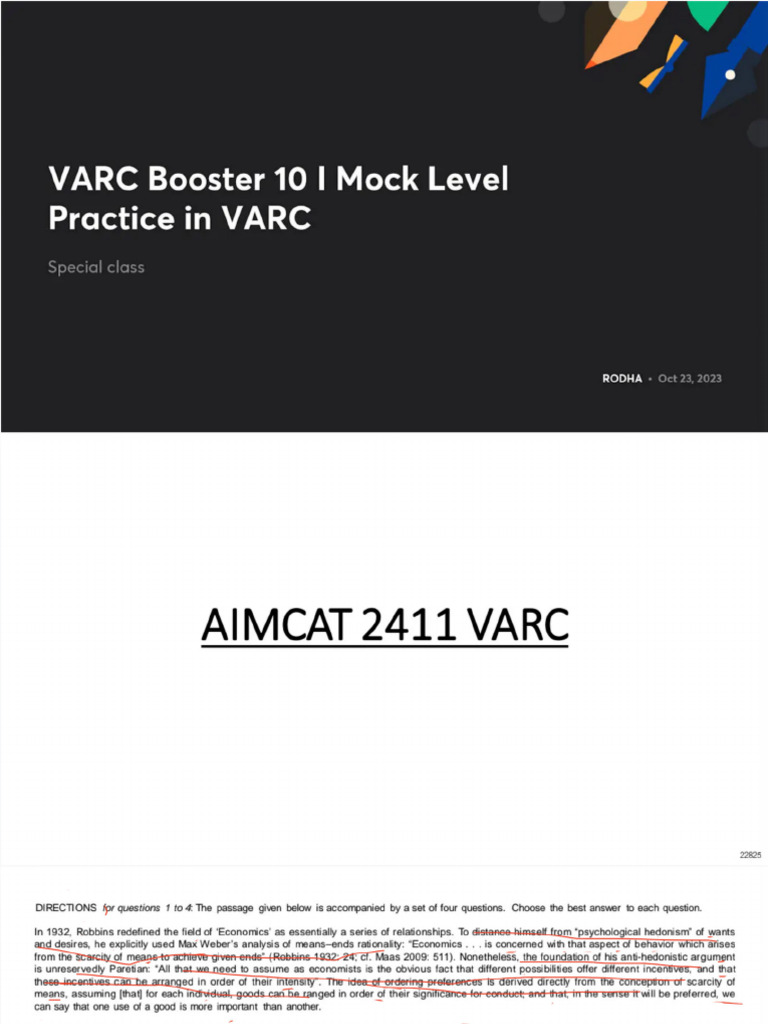 VARC Booster 10 I Mock Level Practice in VARC With Anno | PDF