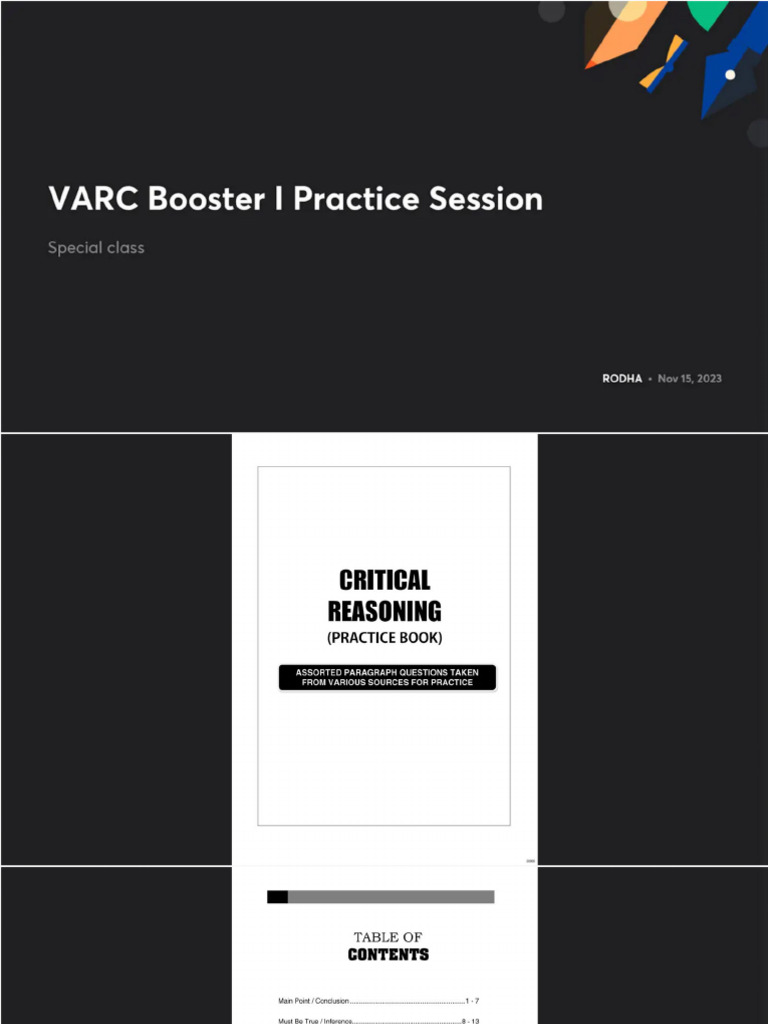 VARC Booster I Practice Session With Anno | PDF
