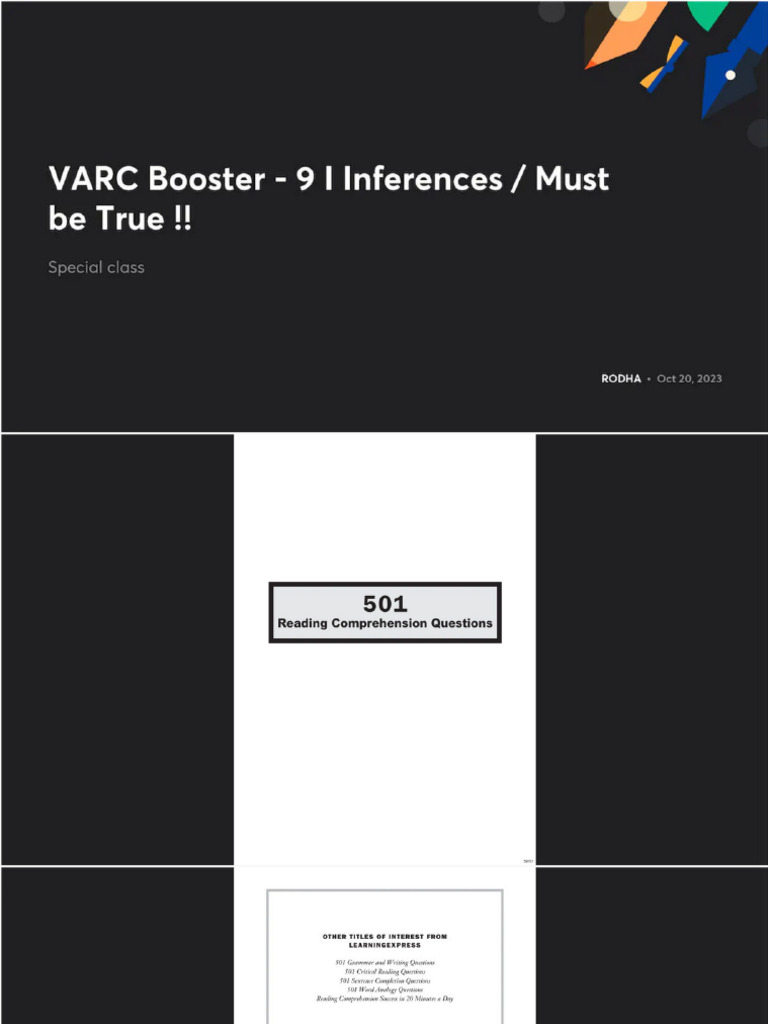 VARC Booster 9 I Inferences Must Be True With Anno | PDF