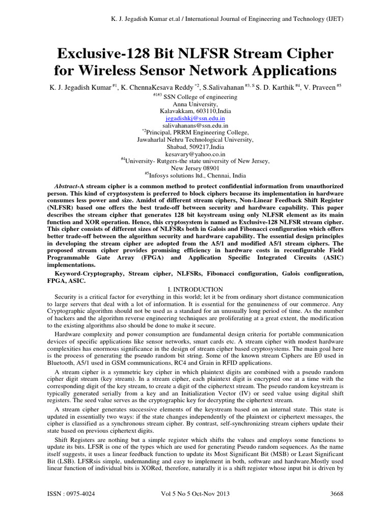 IJET NLFSR Paper | PDF | Encryption | Cryptography