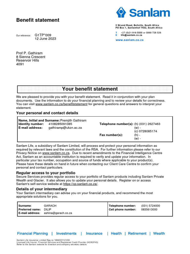Benefit Statement | PDF | Life Annuity