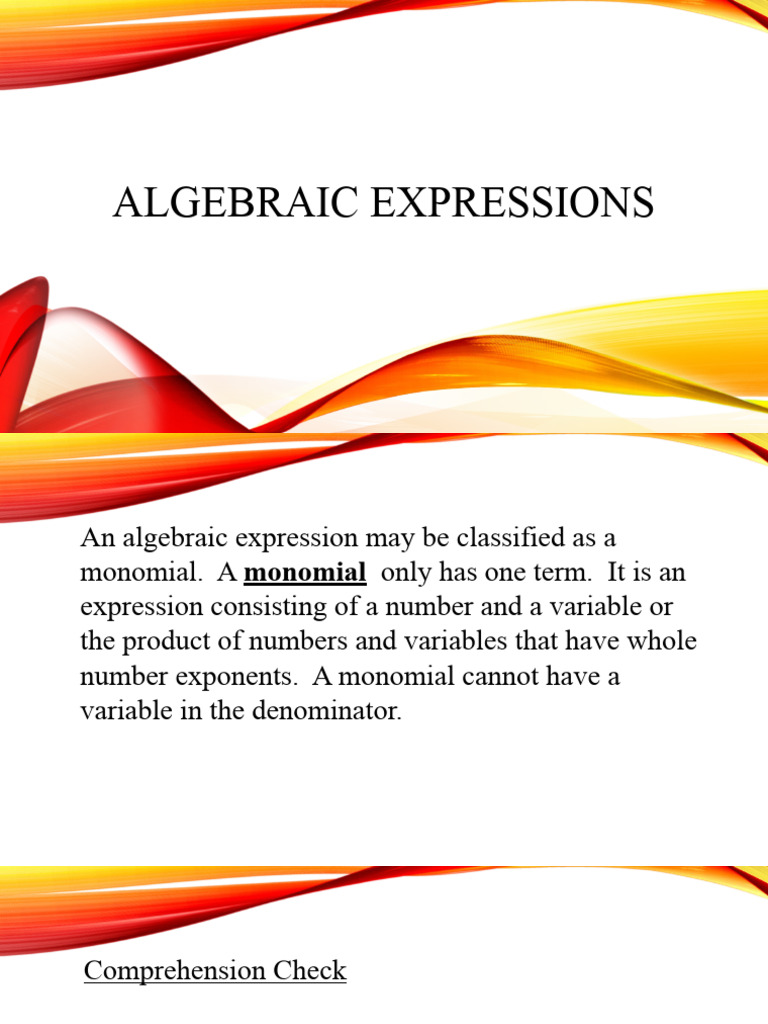 Algebraic Expressions | PDF | Multiplication | Polynomial