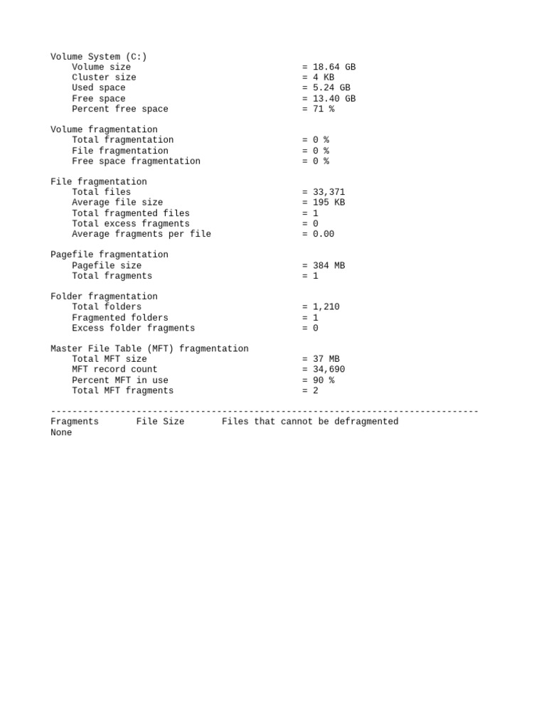 Defragment Report 0305 | PDF | Computers