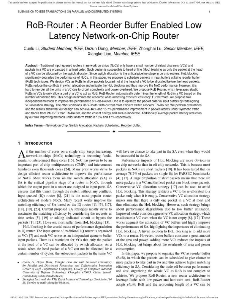 A Reorderbuffer Enable Low Latency2018 | PDF | Router (Computing) | Routing A Reorderbuffer Enable Low Latency2018 | PDF | Router (Computing) | Routing