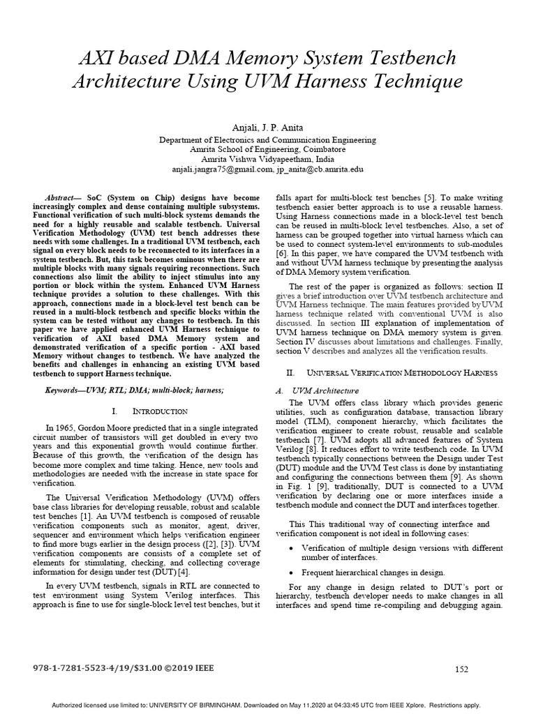 Design and Verification of High Performance Memory Interface Based On AXI Bus2019 | PDF | Input ...