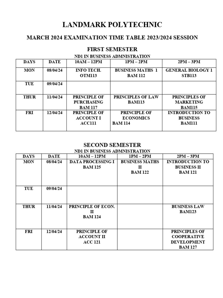 Sample of Exam Timetable | PDF | Engineering | Accounting