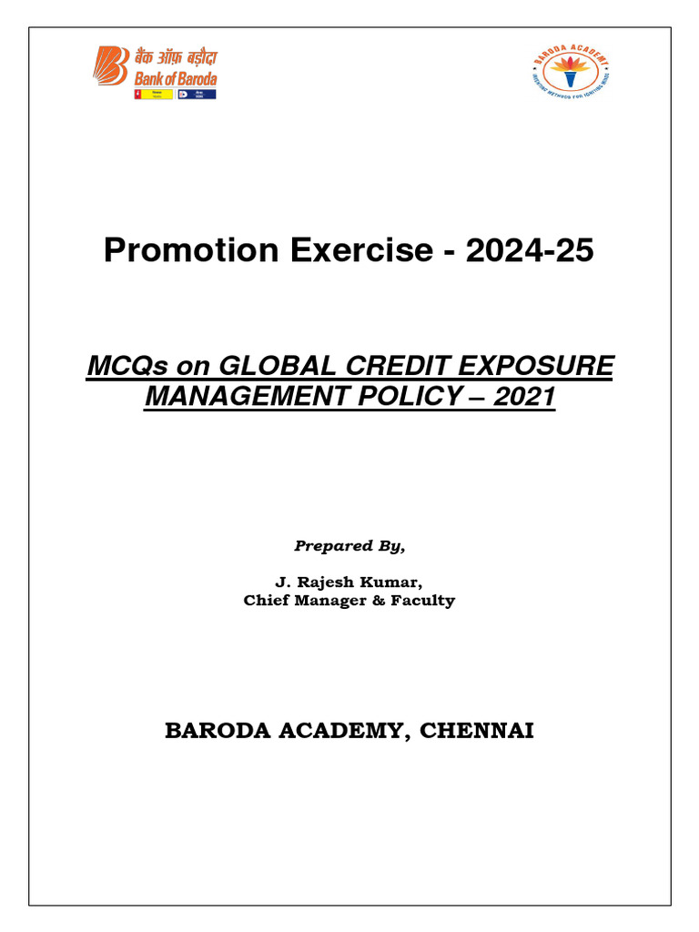Global Credit Exposure MCQs 2024-25 | PDF | Banks | Finance & Money ...