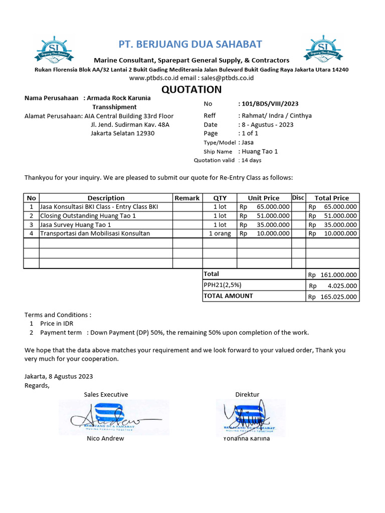 Form Quotation Format Lama - Term N Conditions | PDF