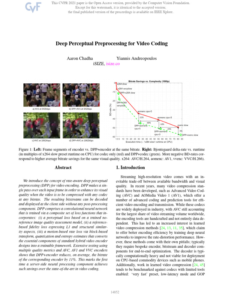 Chadha Deep Perceptual Preprocessing For Video Coding CVPR 2021 Paper | PDF | Data Compression ...