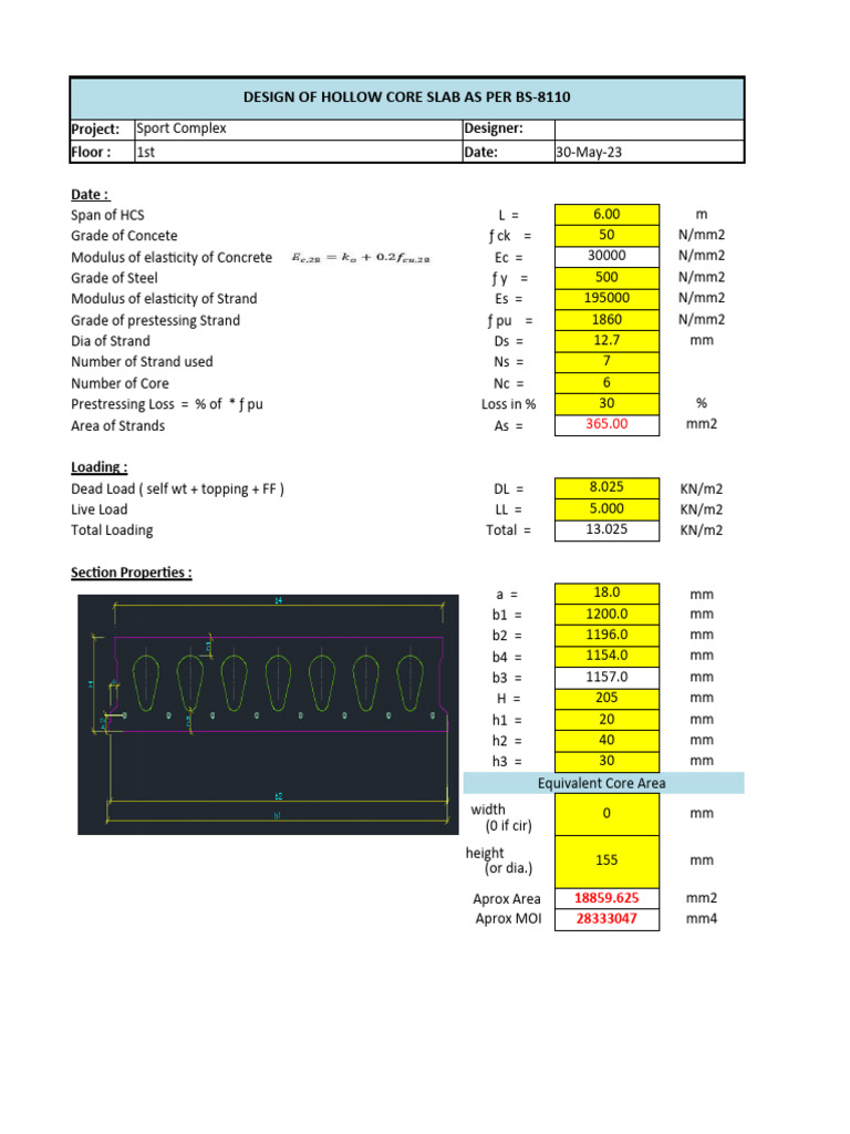 HCS SLAB DESIGN AS PER BS-8110 Revised 07 June 2023 FROM SIR | PDF | Bending | Stress (Mechanics)