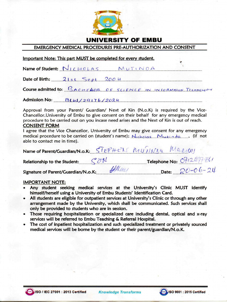 Emergency Medical Procedures Pre-authorization Form | PDF