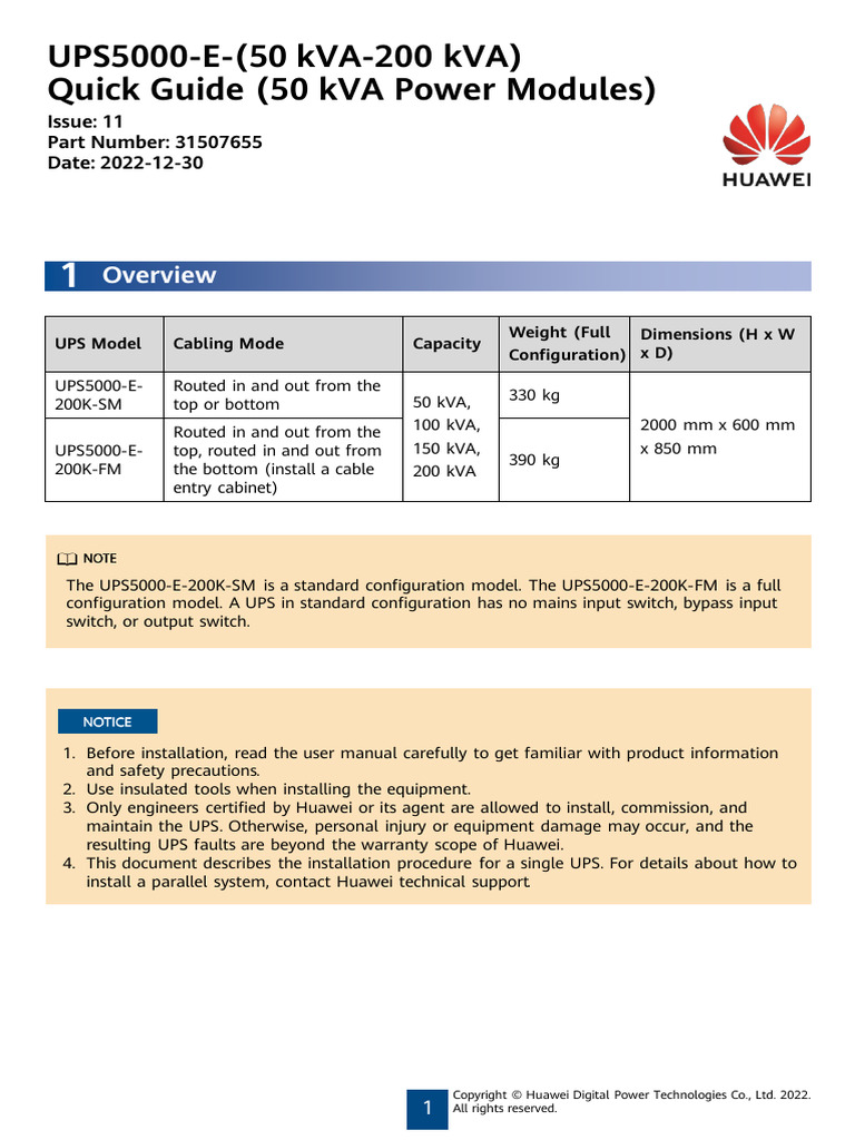 UPS5000-E - (50 kVA-200 kVA) Quick Guide (50 kVA Power Modules) | PDF | Screw | Mains Electricity