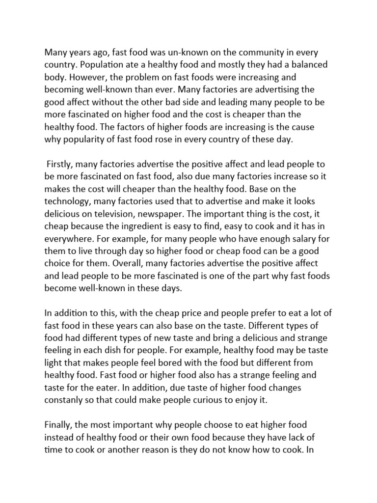 Cause of Fast Food | PDF | Fast Food | Foods