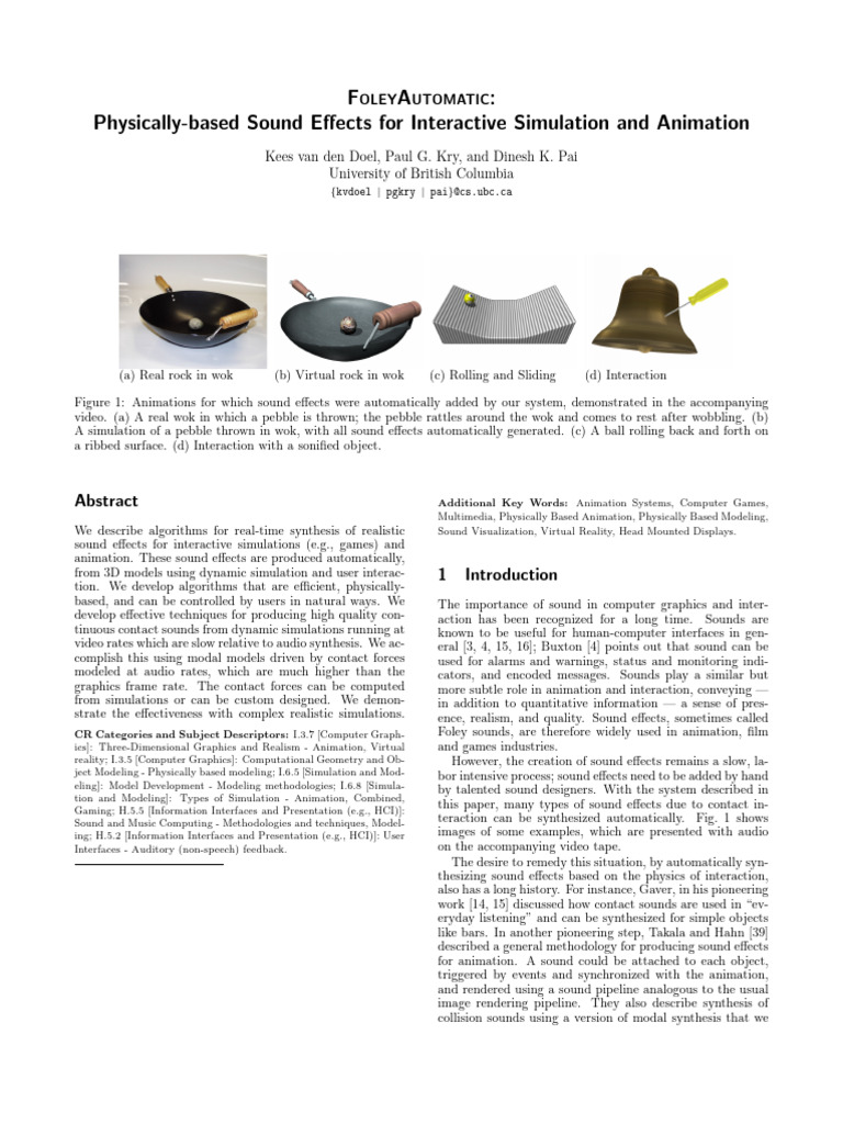 Foley Automatic | PDF | Simulation | 3 D Computer Graphics