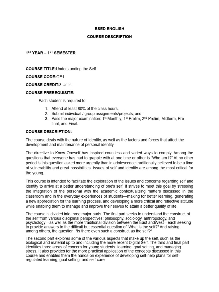 Bsed English Course Description | PDF | Learning | Educational Assessment