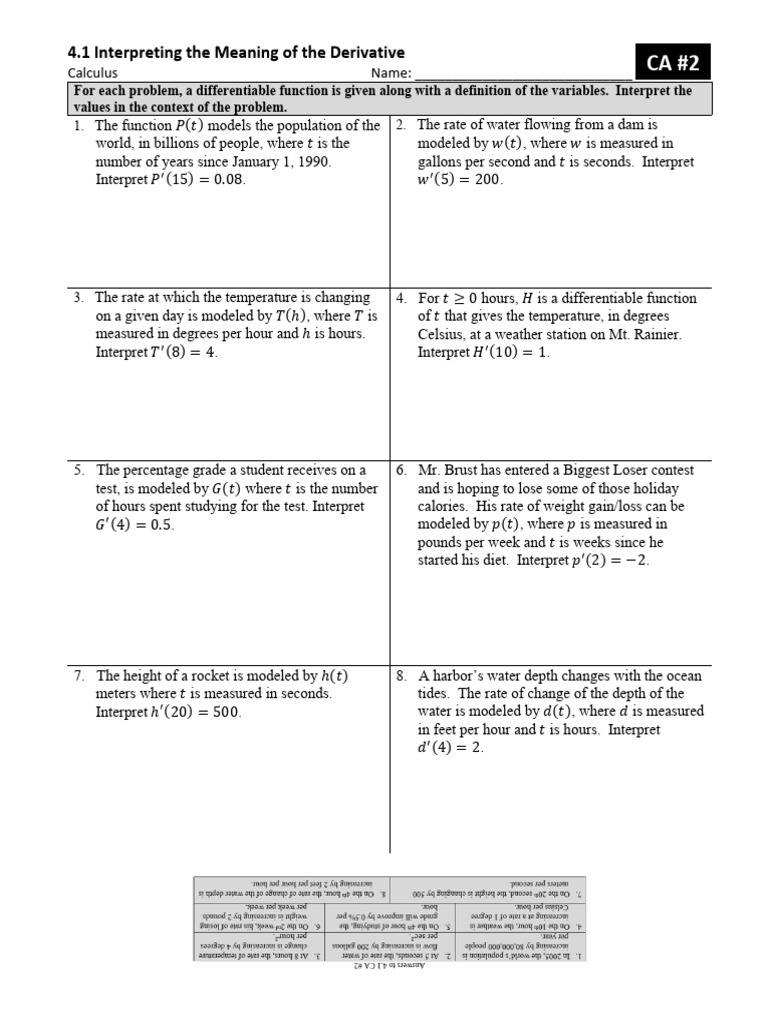 Calc 4.1 Ca2 | PDF | Derivative | Water