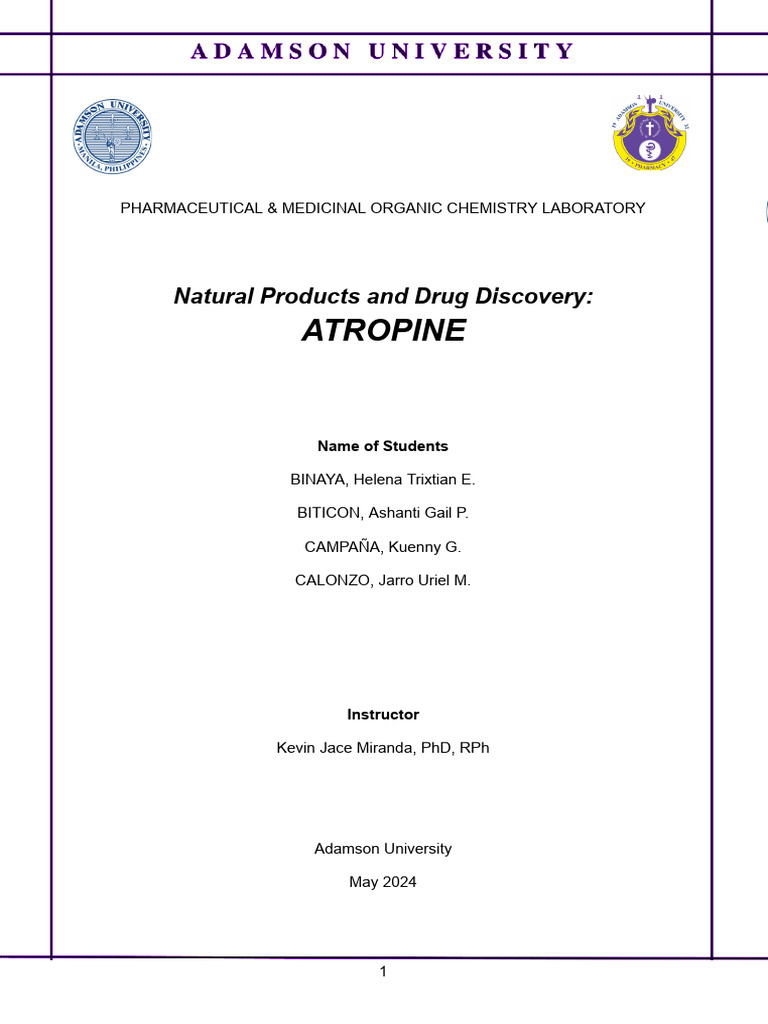 Atropine: History and Extraction Methods | PDF | Chromatography ...