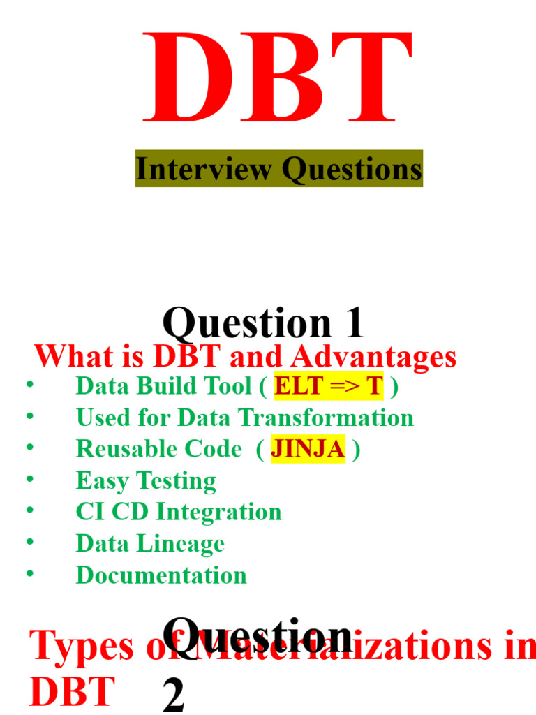 DBT Interview Question | PDF | Business | Computers