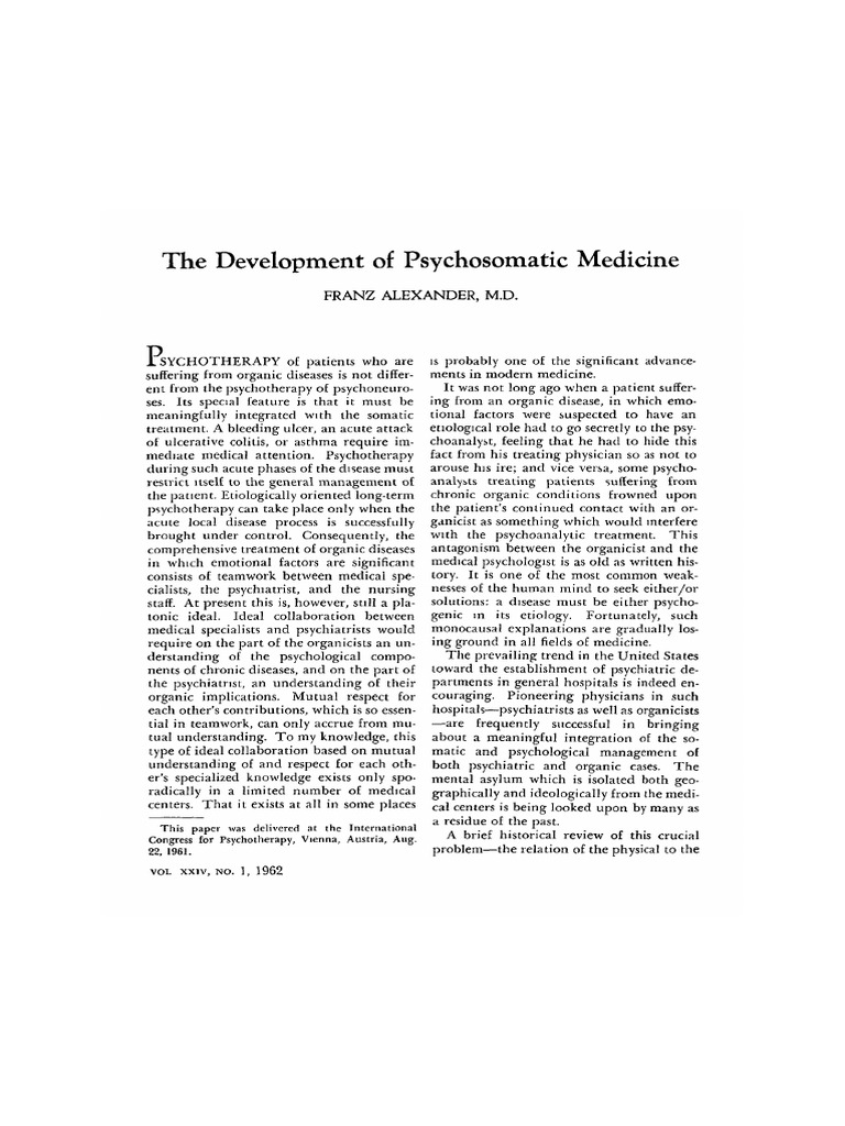 Integrating Psychosomatic Medicine | PDF | Psychiatry | Psychology