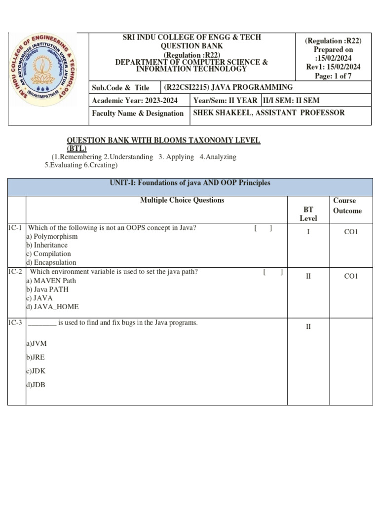 Mid 1 Pdf Class Computer Programming Method Computer Programming