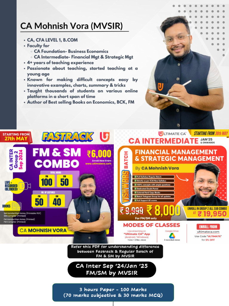 CA Inter - FM & SM - Batch Brochure - MVSIR | PDF | Mobile App ...