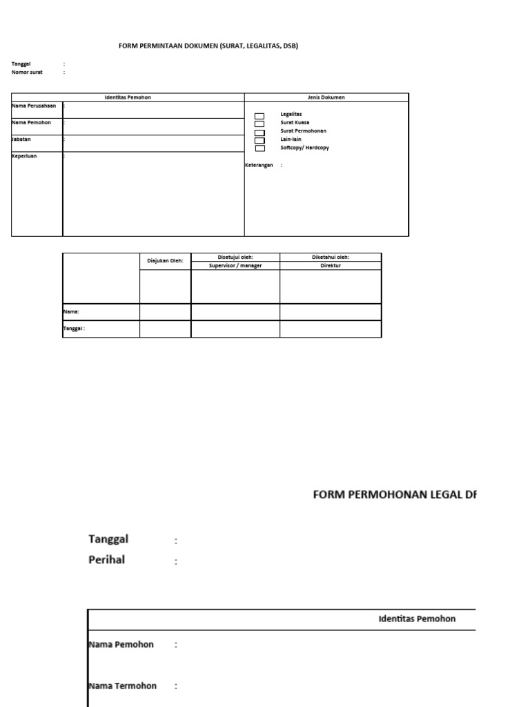 Permohonan Dokumen Legalitas Perusahaan | PDF