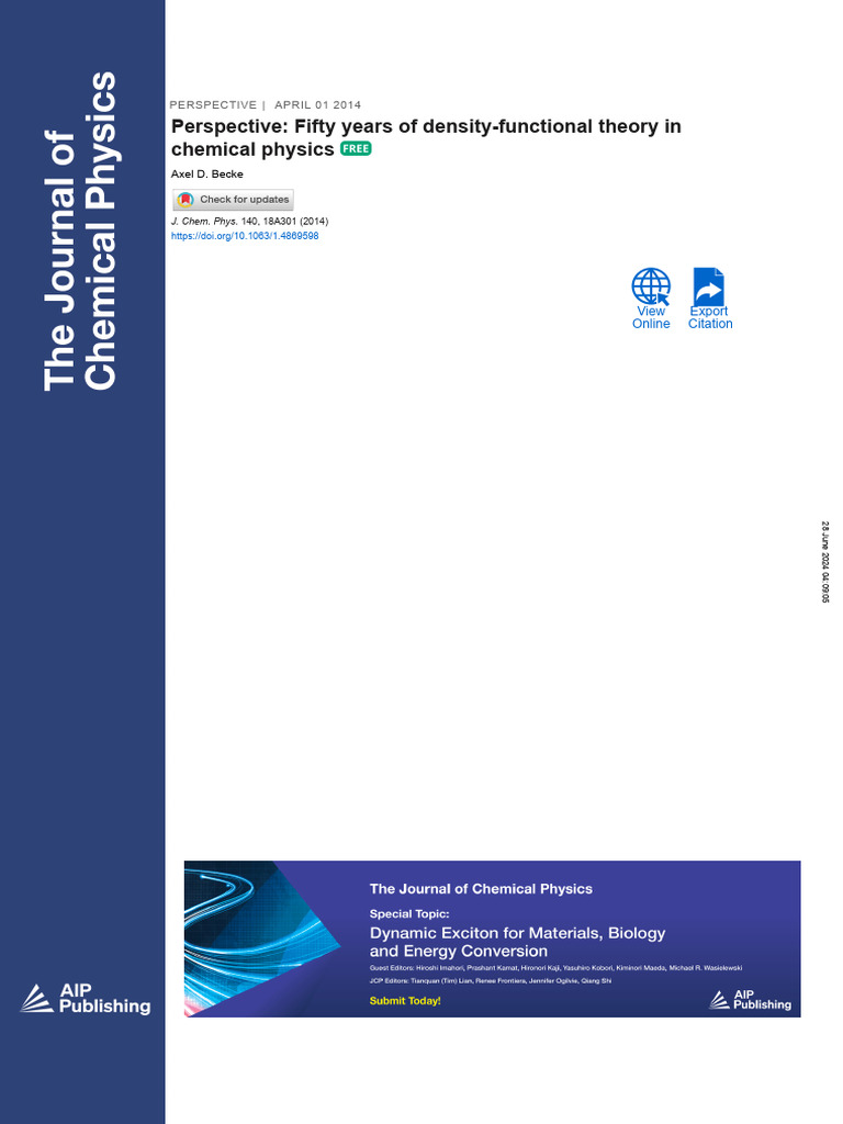 Perspective-Fifty Years of Density-Functional Theory in Chemical Physics | PDF | Density ...