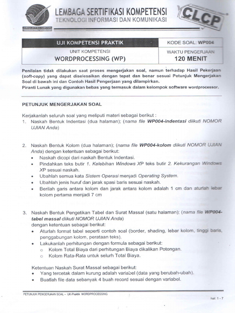 Contoh Soal - WP-004 | PDF