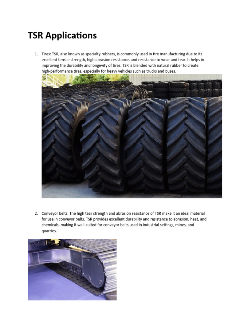 TSR Applications | PDF | Natural Rubber | Tire