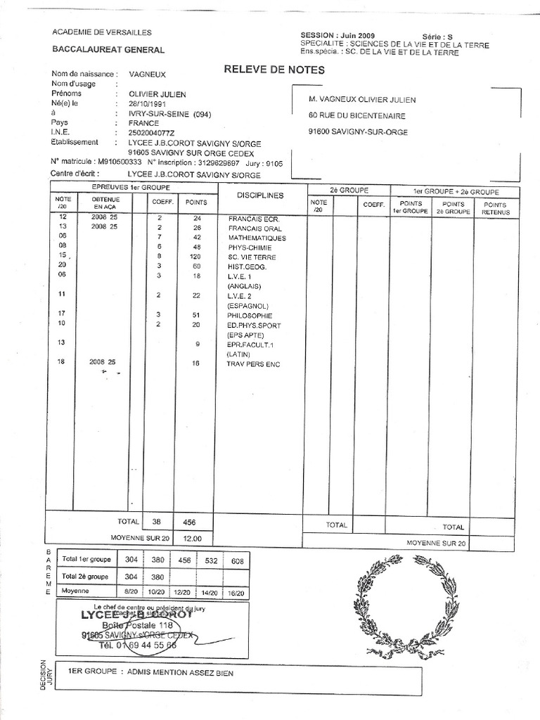 Notes Bac Vagneux | PDF