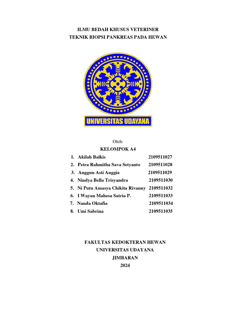 Teknik Biopsi Pankreas - Bedah Khusus Vet | PDF
