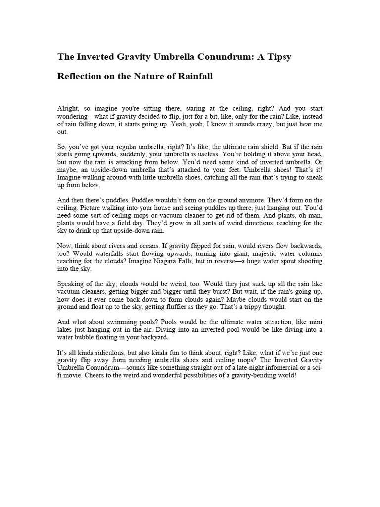 The Inverted Gravity Umbrella Conundrum A Tipsy Reflection on the ...
