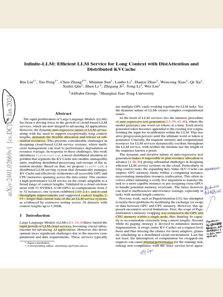 Infinite LLM - 202406200830 - 03835 | PDF | Cache (Computing) | Graphics Processing Unit