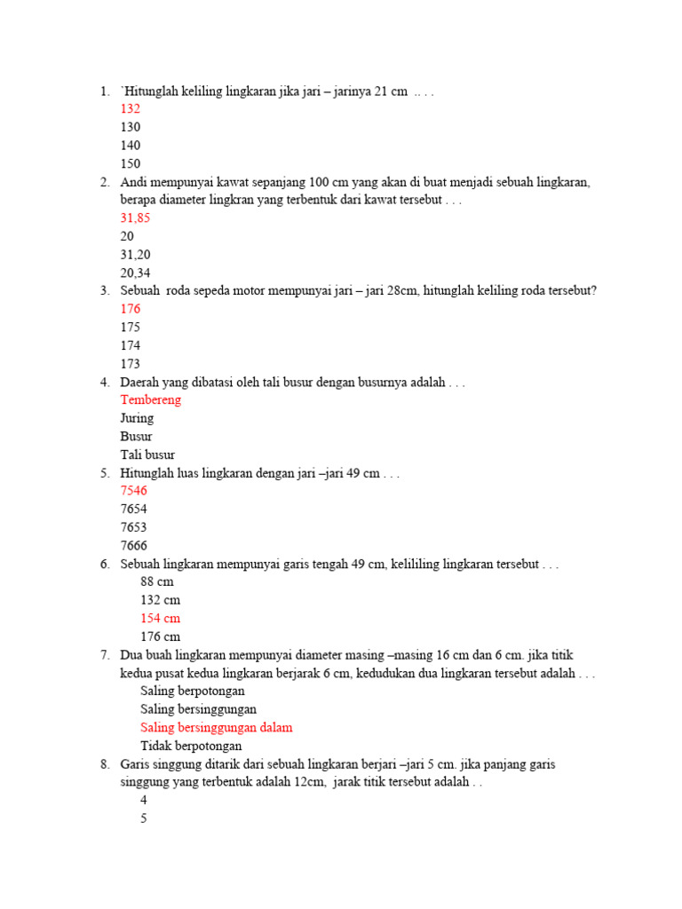 Soal Pts Matematika Kls Viii 2022 | PDF