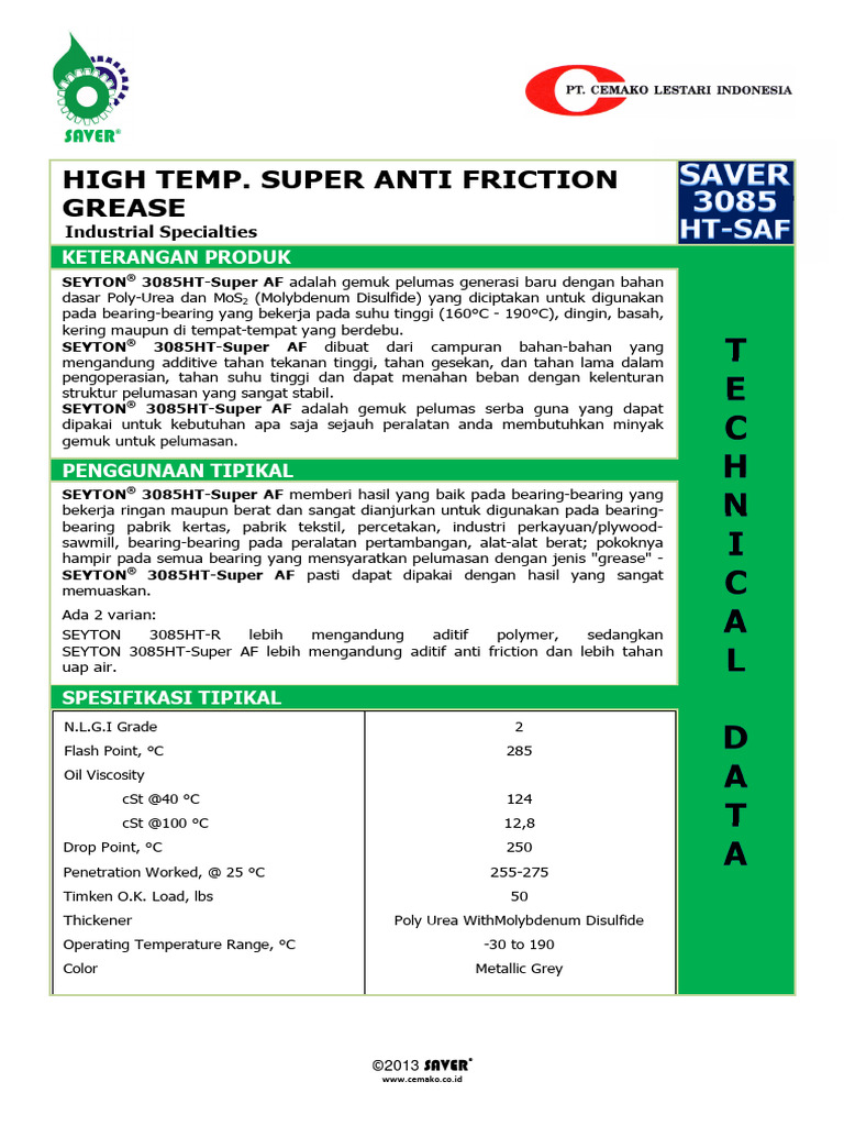 3085HT-SAF - HIGH TEMP SUPER ANTI FRICTION GREASE ProD | PDF