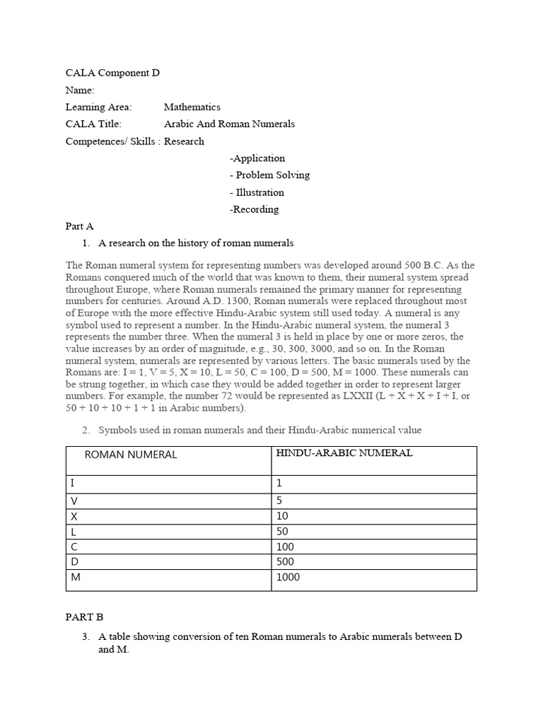 CALA Component D Maths | PDF | Numbers | Notation