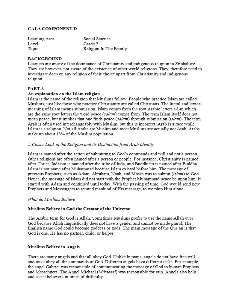 Cala Component D Social Science | PDF | Prophets And Messengers In ...