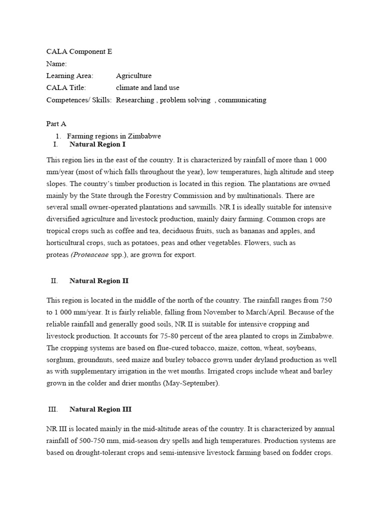 CALA Component 1 Agrriculturre | PDF | Agriculture | Climate Change