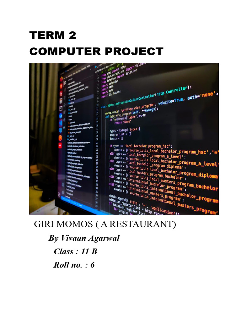 Comp Project Term 2 | PDF | Menu (Computing) | Menu