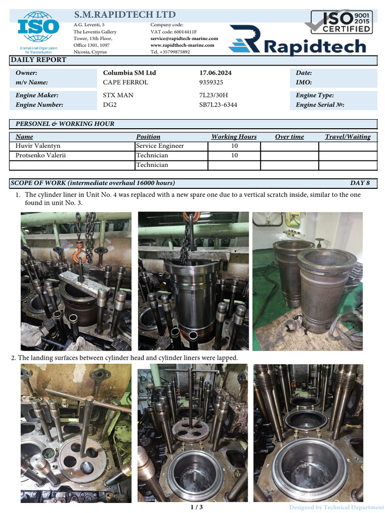 Engine Overhaul Daily Report - June 2024 | PDF | Internal Combustion ...