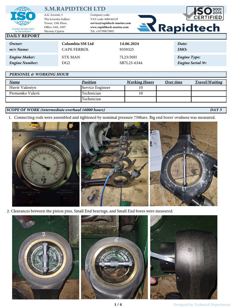 Engine Overhaul Daily Report - 14.06.2024 | PDF | Engineering | Vehicle ...