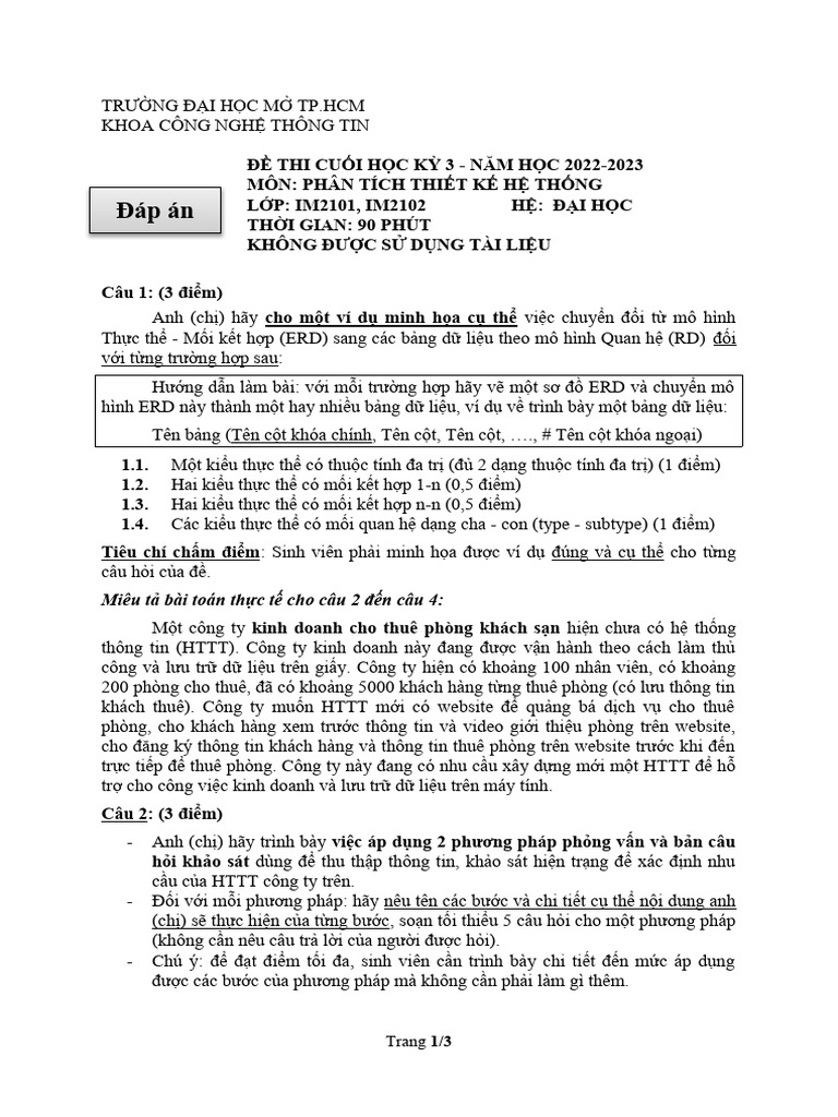 DapAn DeLT PTTKHT HK3 2223 | PDF